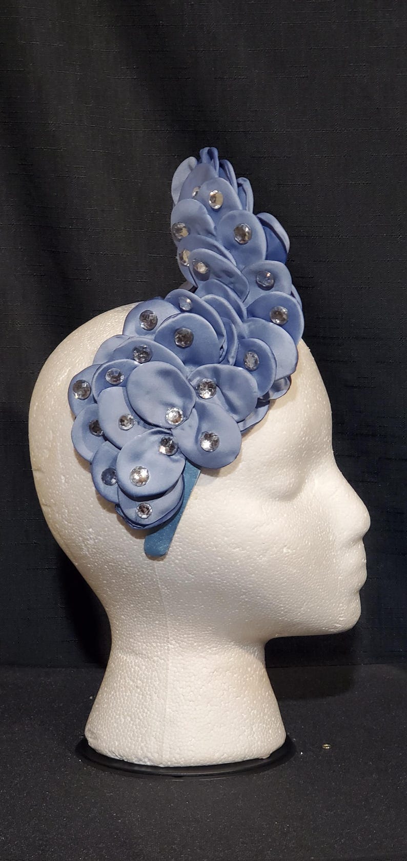 New!- Unique Blue Fascinator With an Array of Rhinestones on a Baby ...