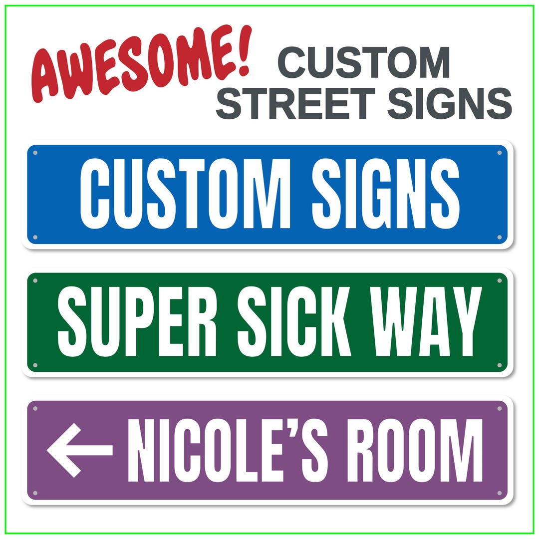 Custom Street Sign, HIGH GLOSS Metal Street Sign, Custom Mile Sign ...