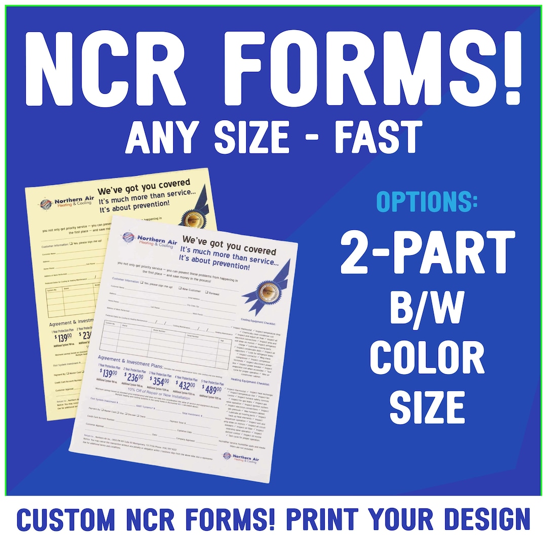 NCR Forms, Custom NCR Forms, Custom 2-part Forms, Custom Invoices, Business Printing, Upload ...