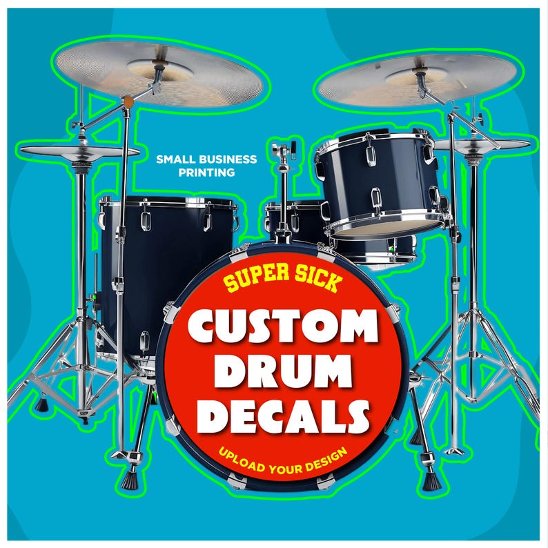 Custom Drum Sticker, Custom Drum Decal Add Custom Image or Logo ...