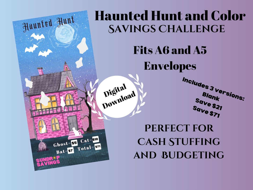 Halloween Savings Challenge Tracker Digital Printable, Haunted House ...