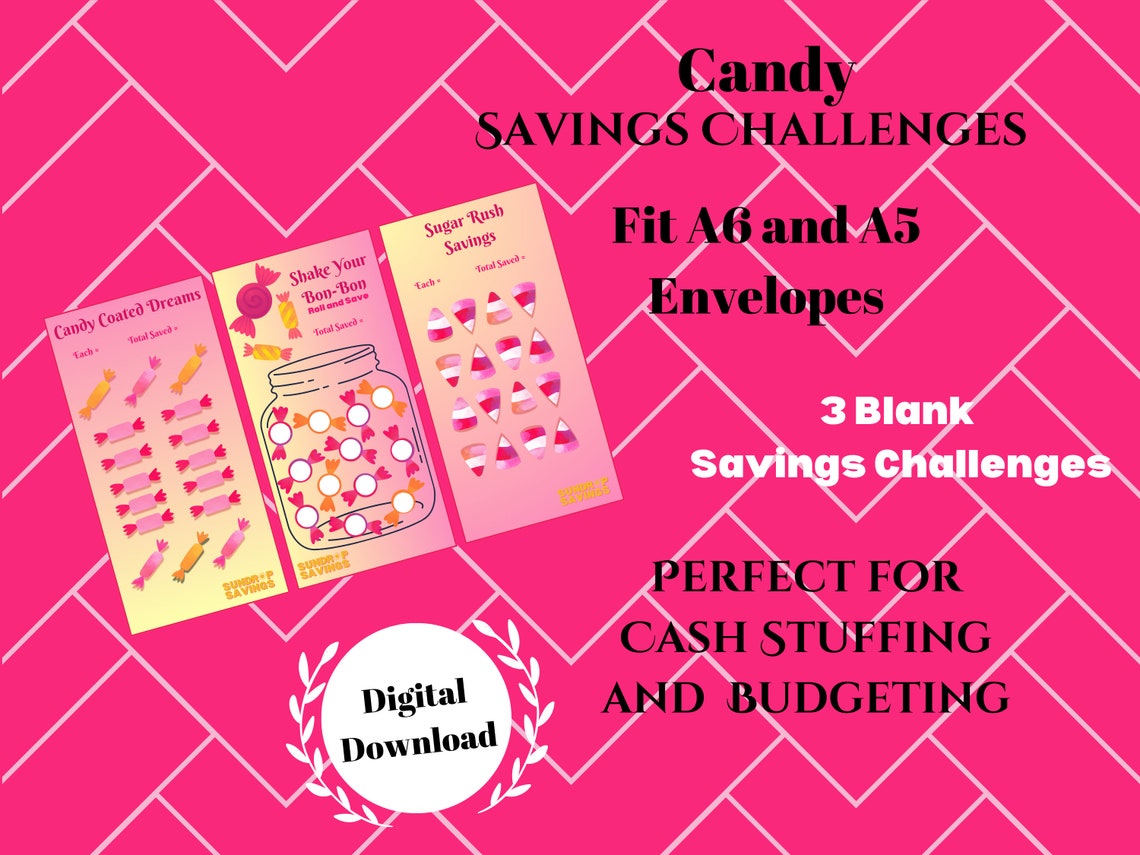 Cute Saving Challenge Tracker Printable Cash Stuffing Digital Saving ...