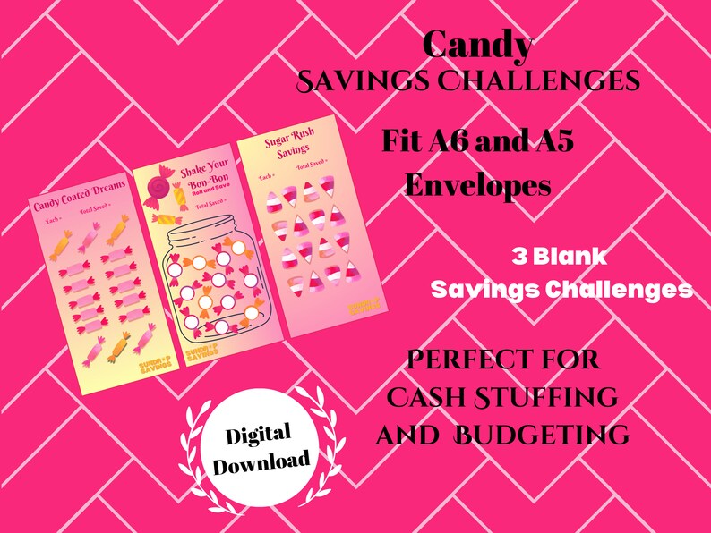 Cute Saving Challenge Tracker Printable Cash Stuffing Digital Saving ...