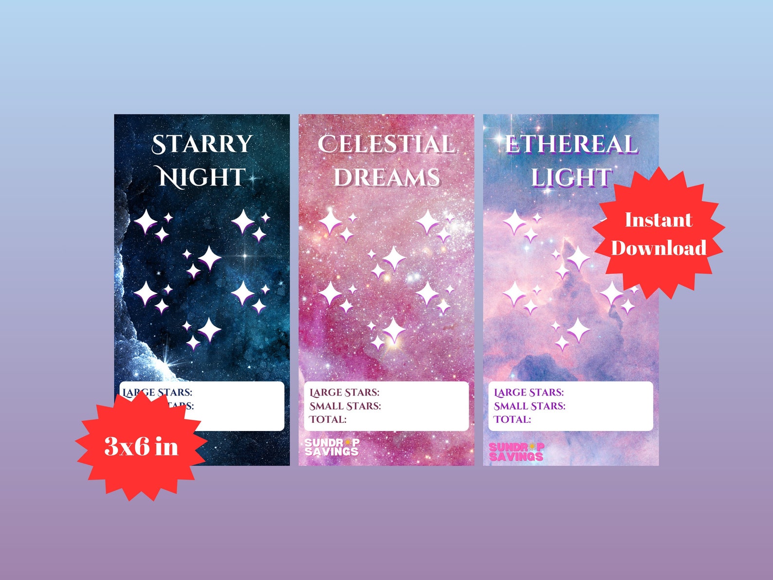 Star Savings Challenge Tracker Printable Set, Cash Stuffing, Cash ...