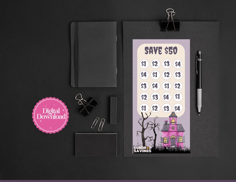 Halloween Savings Challenge Tracker Set Printable, Spooky Haunted House ...