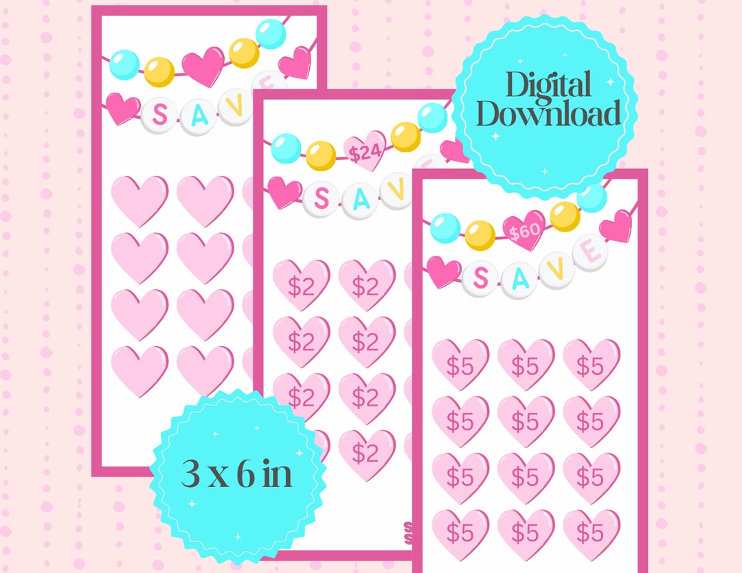 Cute Pink Savings Challenge Tracker Printables, Blank High Budget and ...