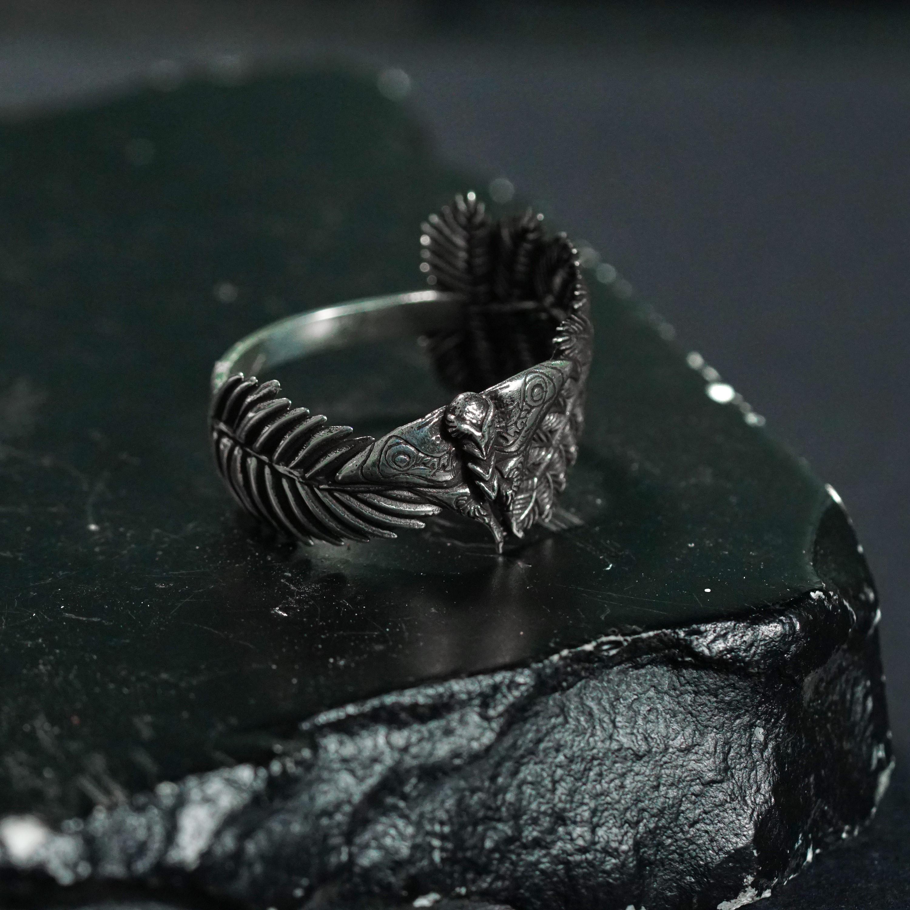 SALE 50% Handmade Ellie Tattoo Ring, Sterling Silver Moth & Fern ...