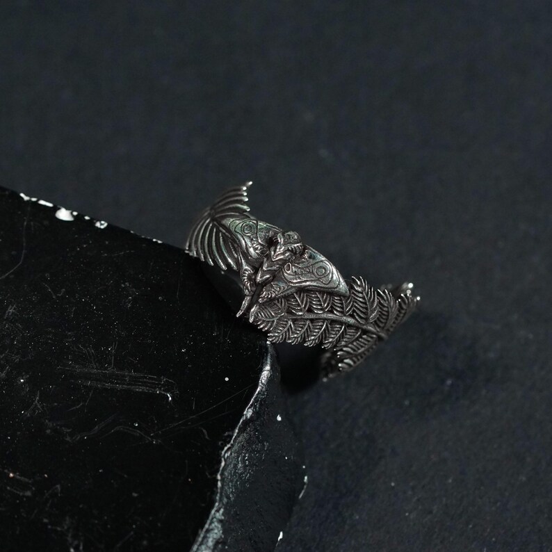 SALE 50% Handmade Ellie Tattoo Ring, Sterling Silver Moth & Fern ...