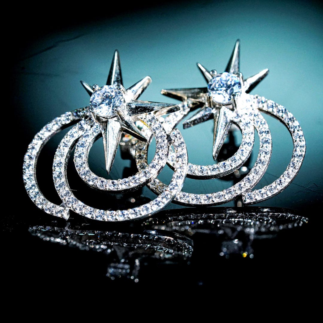 Wicked for Good Earrings, Glinda Earrings, Silver 950 CZ Jewelry ...