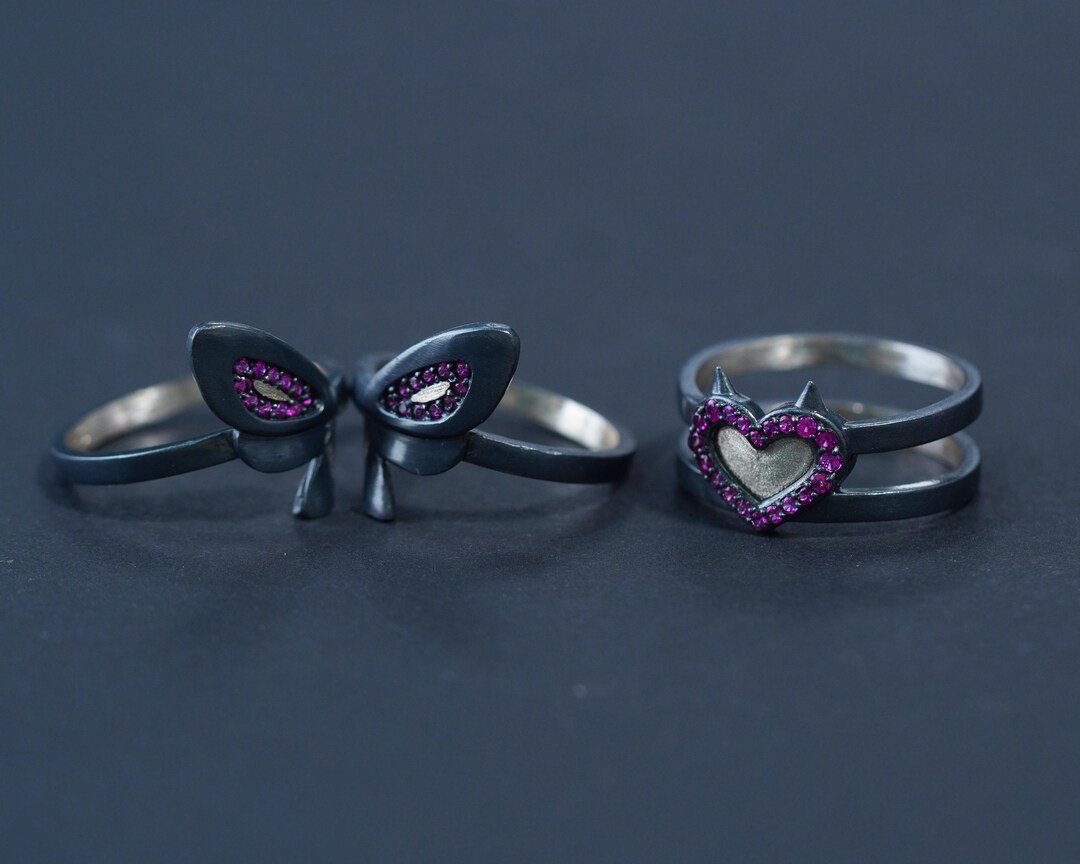EXCLUSIVE Handmade Clove Heart and Butterflies Ring, Valorant Jewelry ...