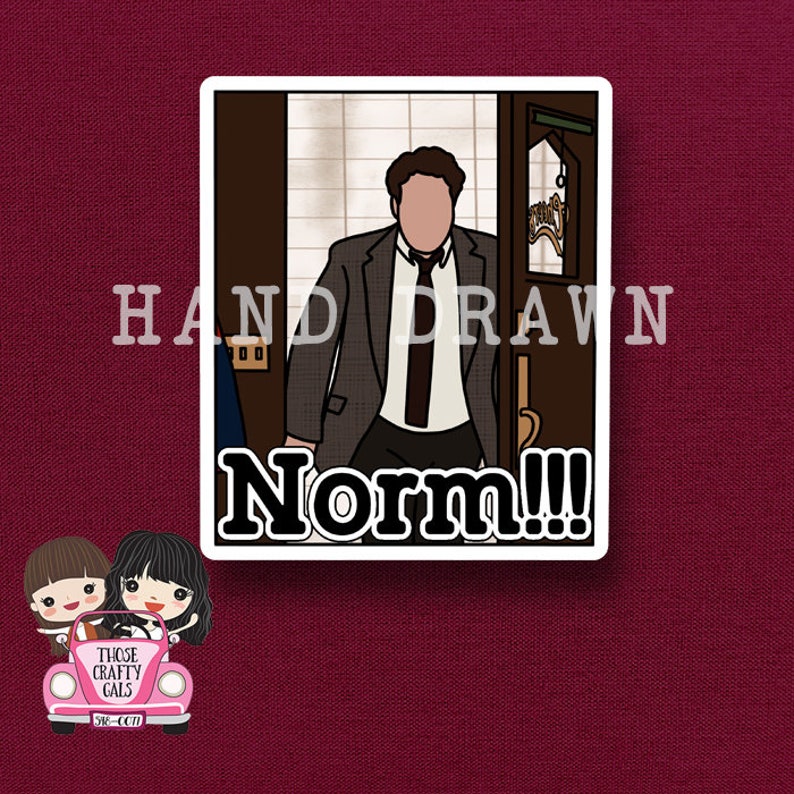 Handrawn Cheers Inspired Faceless NORM!!!! Vinyl Waterproof Sticker 3 ...