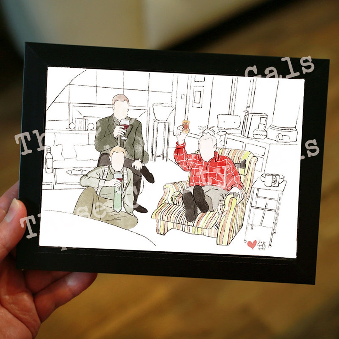 Watercolor Hand - Drawn Veneer Antique Roadshow Frasier Print 5x7 Wall ...