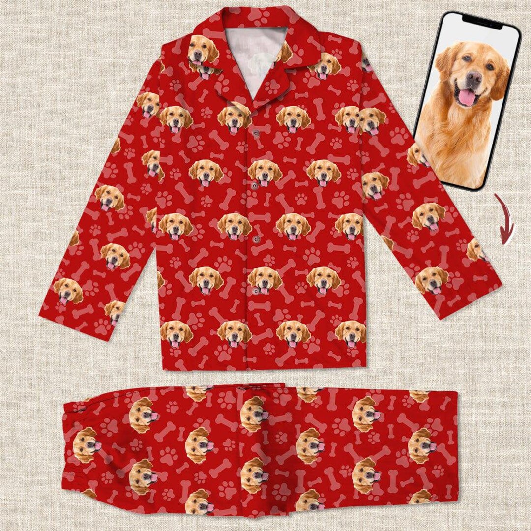 Custom Dog Faces Pajama Set, Personalized Funny Your Photo on Pet ...