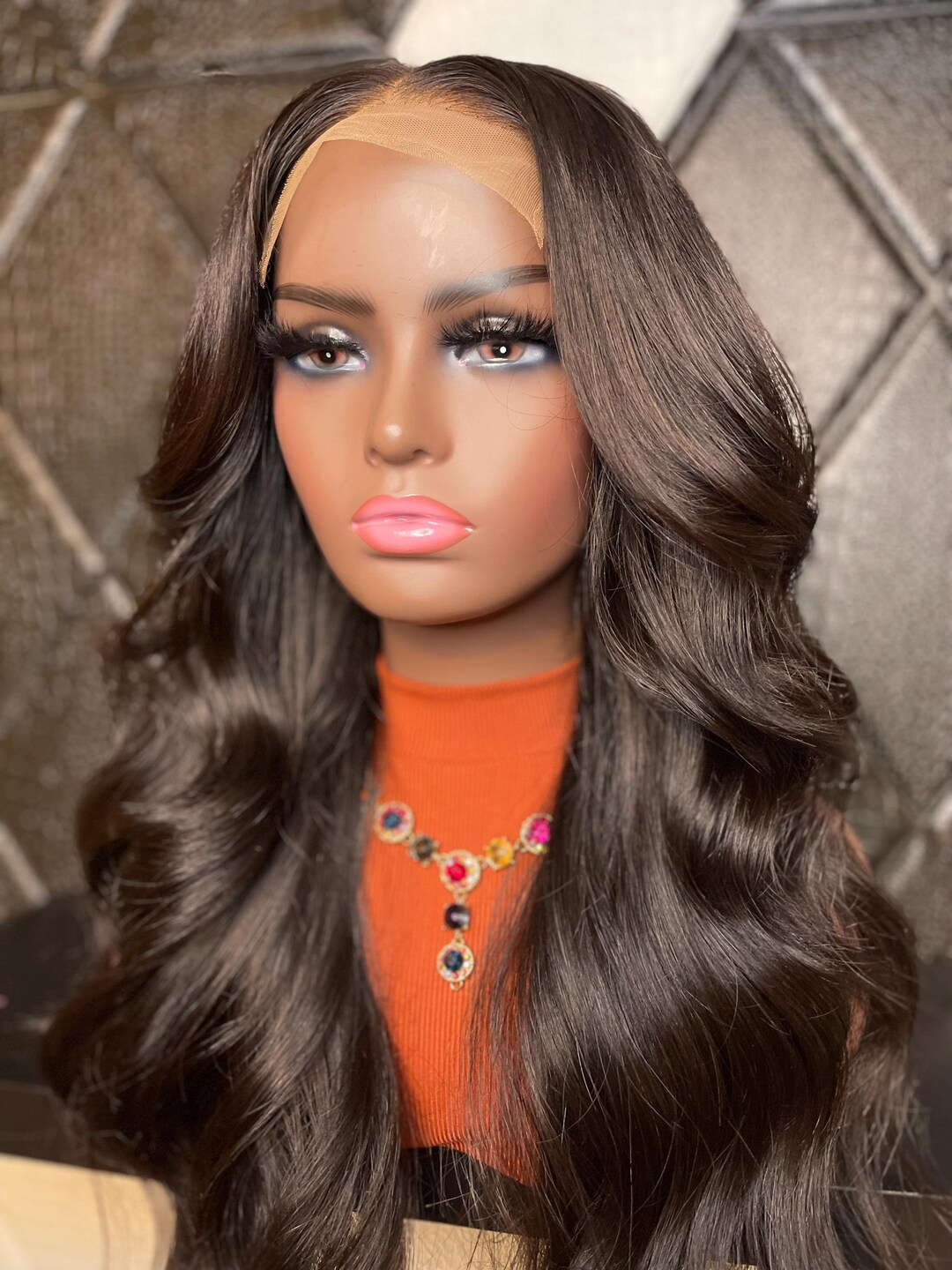 24" 5x5 Human Hair Middle Part Closure Wig (ships Next Day) - Etsy