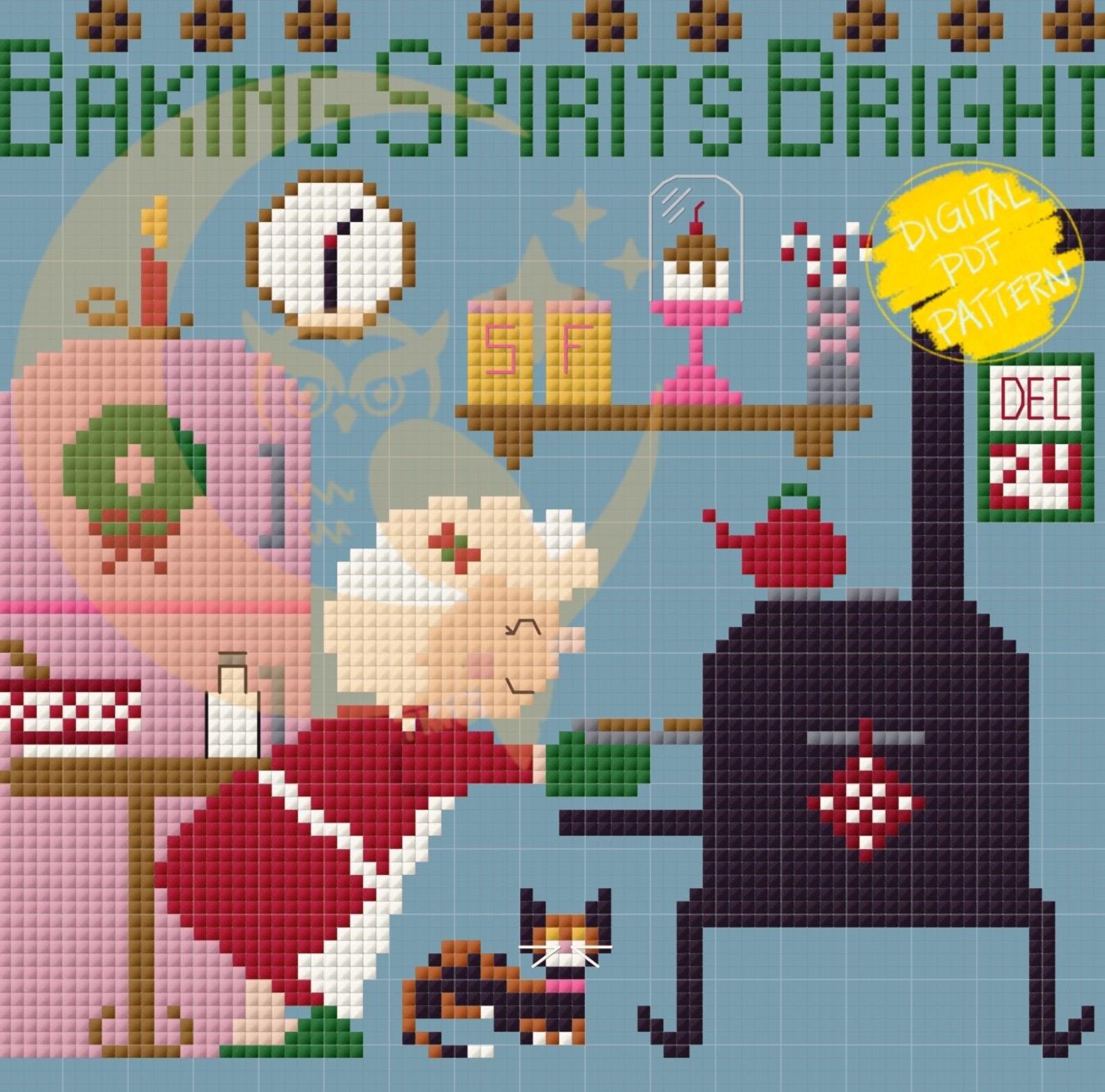Mrs. Claus’ Kitchen Digital PDF Cross Stitch Pattern; Downloadable ...