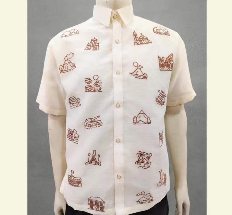 Barong for Men With Scattered Fun Embroidery | Modern Polo Barong ...