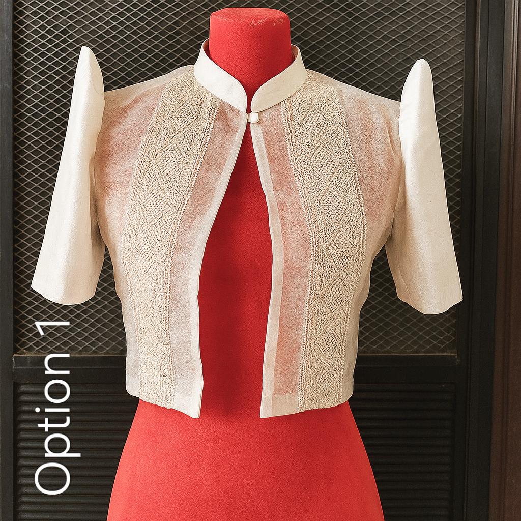 Modern Filipiniana Bolero – Piña Organza & Native Cloth | Puff Sleeves ...