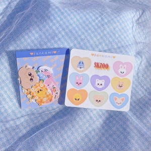 Stray Kids SZKOO Sticker Flakes (16 Flakes) & SKZOO Heart Sticker Sheet ...
