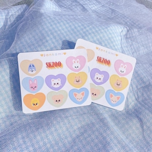 Stray Kids SZKOO Sticker Flakes (16 Flakes) & SKZOO Heart Sticker Sheet ...