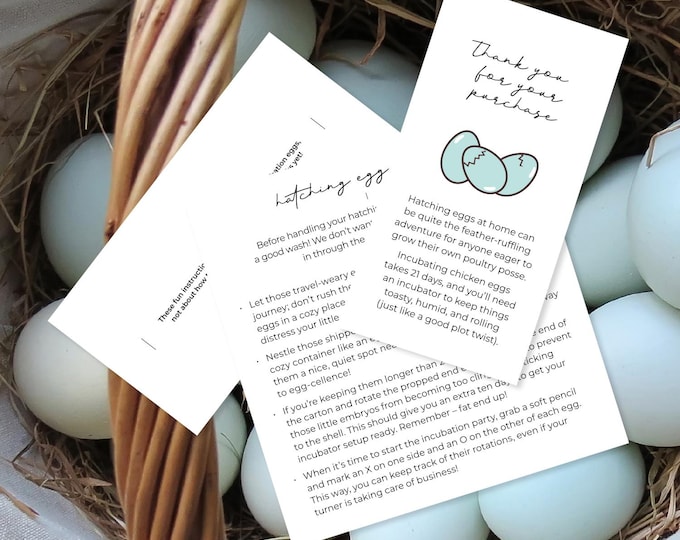 Hatching Egg Handling Instruction Card, Hatching Egg Care, Egg Hatching ...