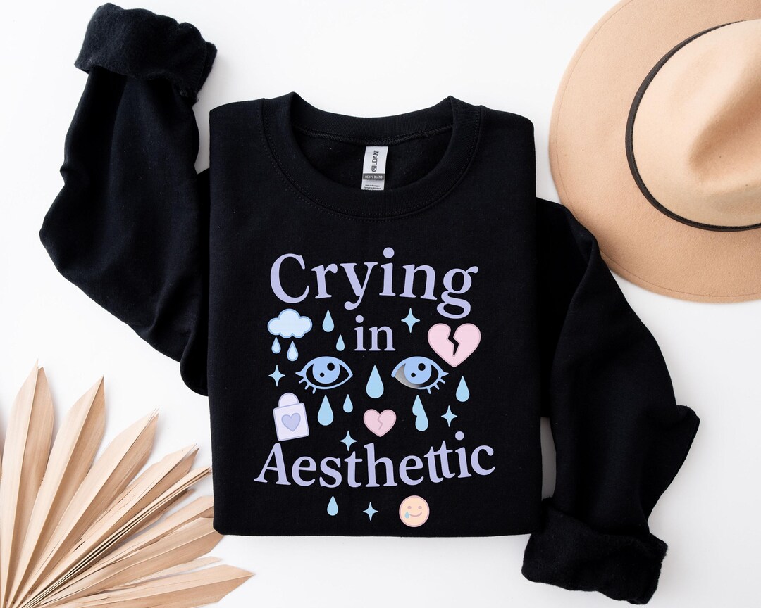 Crying in Aesthetic Shirt Sad Girl Tee Soft Pastel Mental Health Tshirt ...