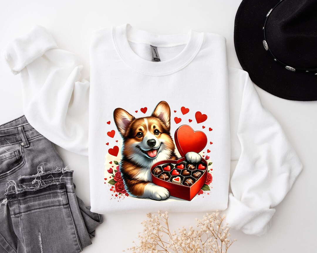 Corgi With Chocolate Box - Valentine's Day Shirt - Etsy