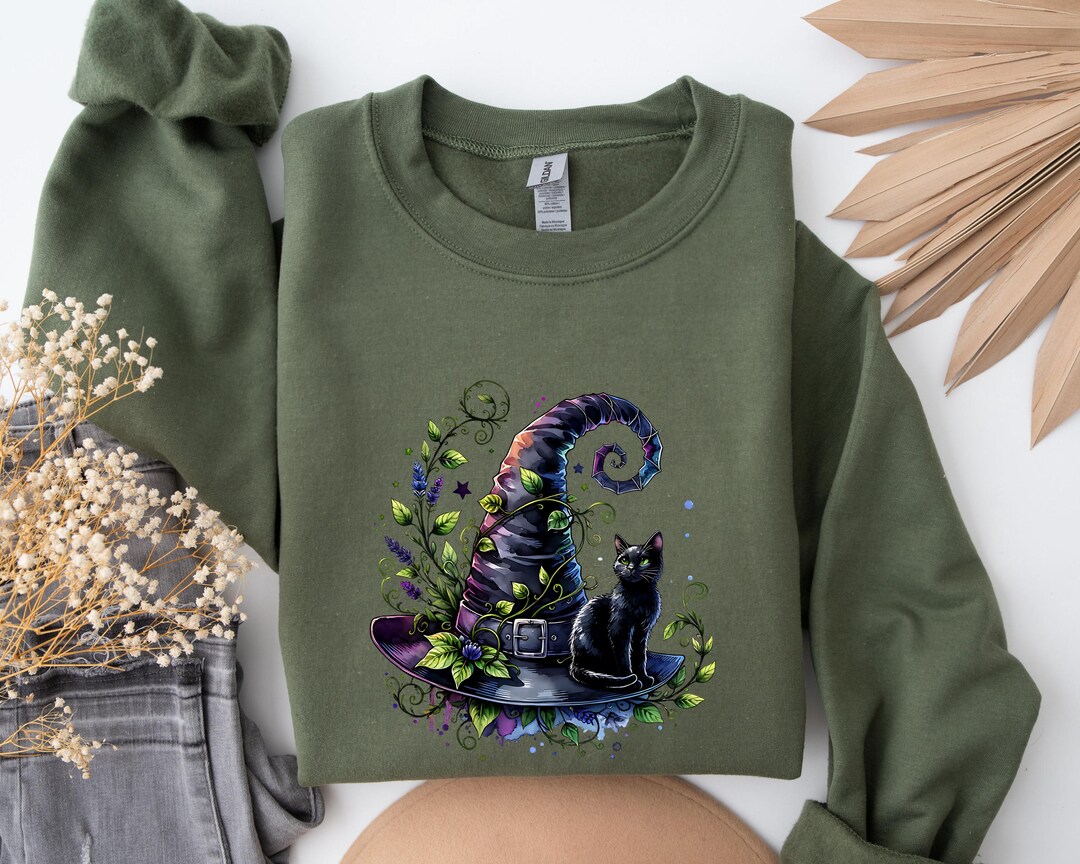 Witch Hat Black Cat Halloween Shirt, Spooky Witchcore Tee - Etsy