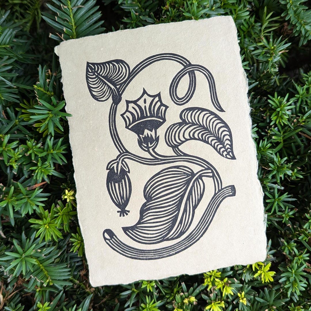 Handmade Floral Linocut Print – Botanical Wall Art – Block Print Home ...