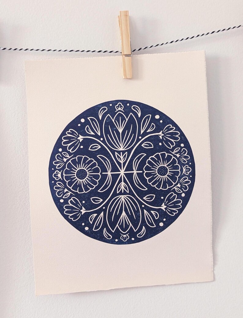 Floral Folk Pattern Block Print - Etsy