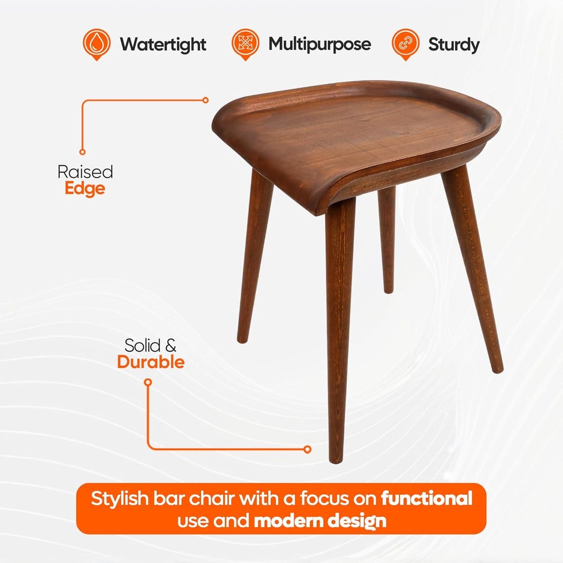 Rustic Wood Stool, 19-inch Backless Seat, Linden Top & Beech Legs ...