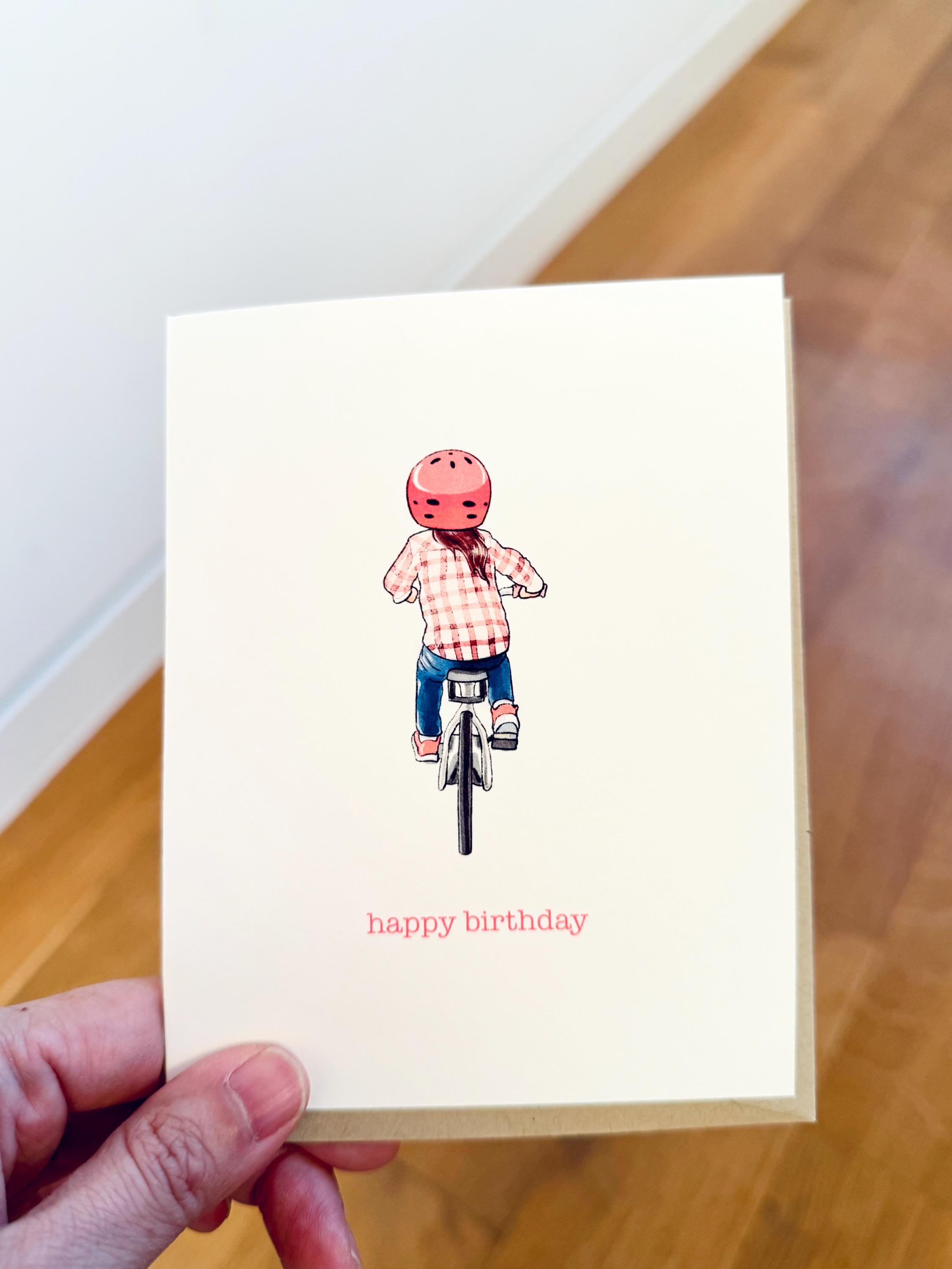 Girl Riding Bike Birthday Card, Birthday Card for Daughter ,cyclist ...