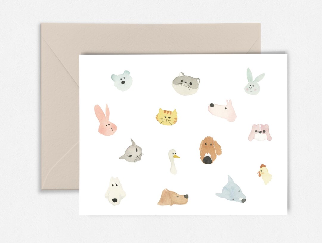 Cute Animal Greeting Card, Baby Shower Greeting Card, Gender Neutral ...