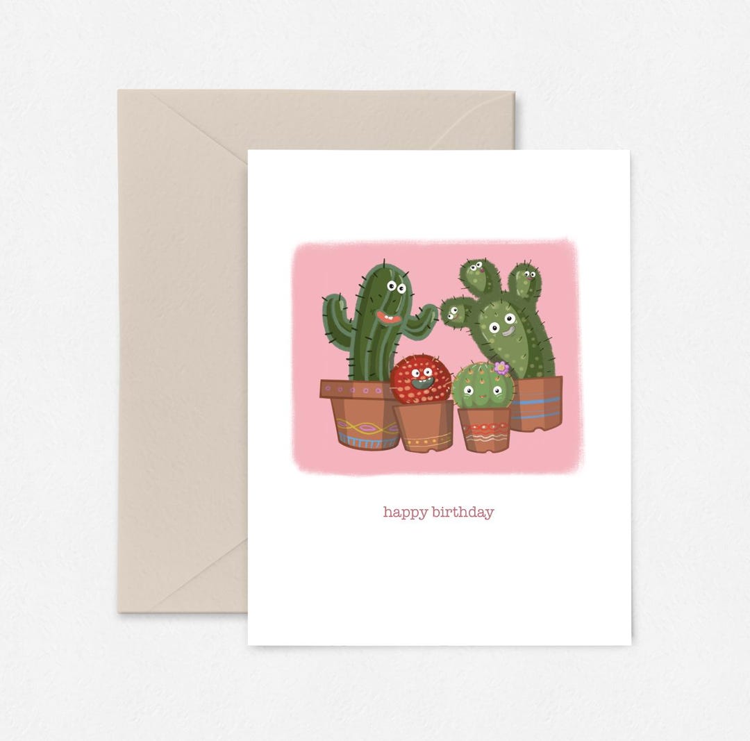 Cacti Happy Birthday Card, Birthday Cacti, Cactus Greeting Card ...
