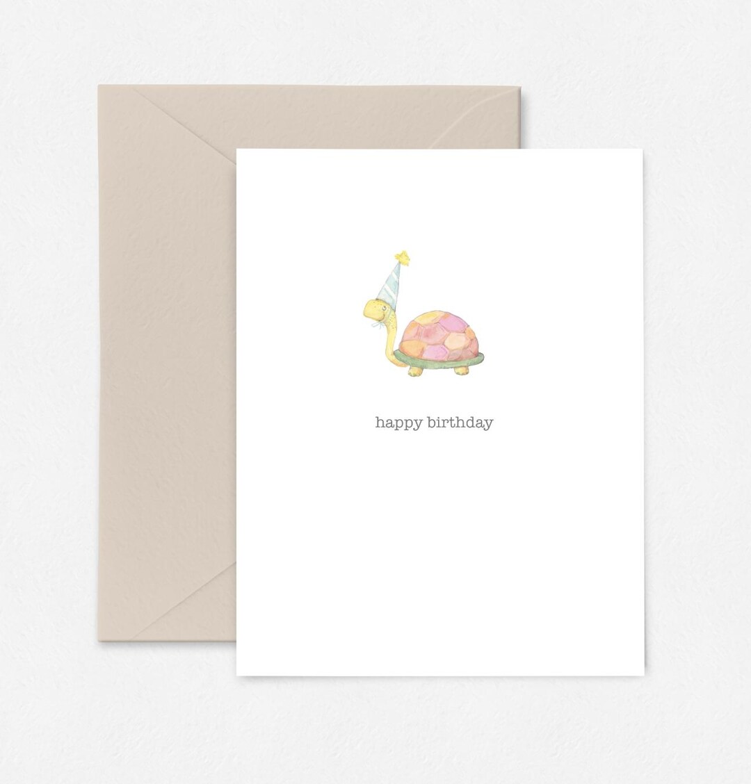 Cute Watercolor Tortoise Birthday Card, Birthday Card for Anyone ...