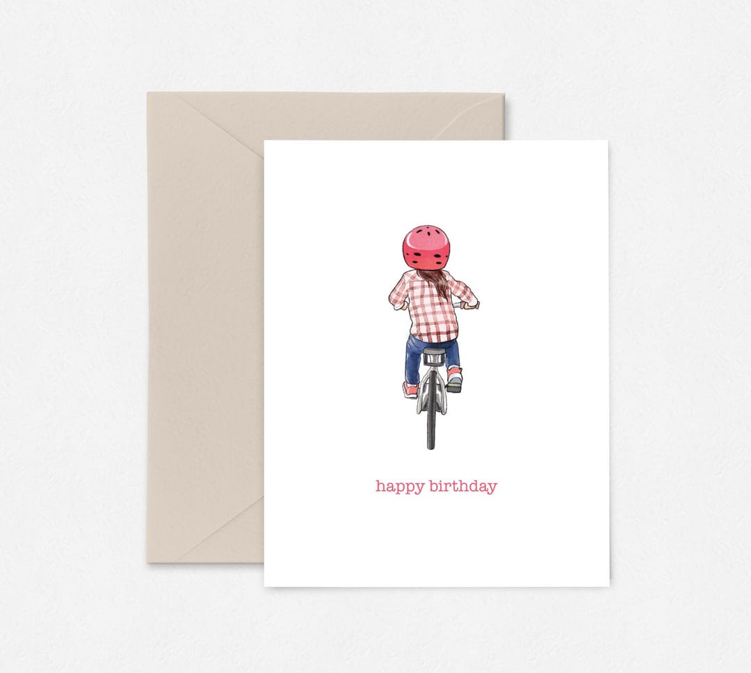 Girl Riding Bike Birthday Card, Birthday Card for Daughter ,cyclist ...