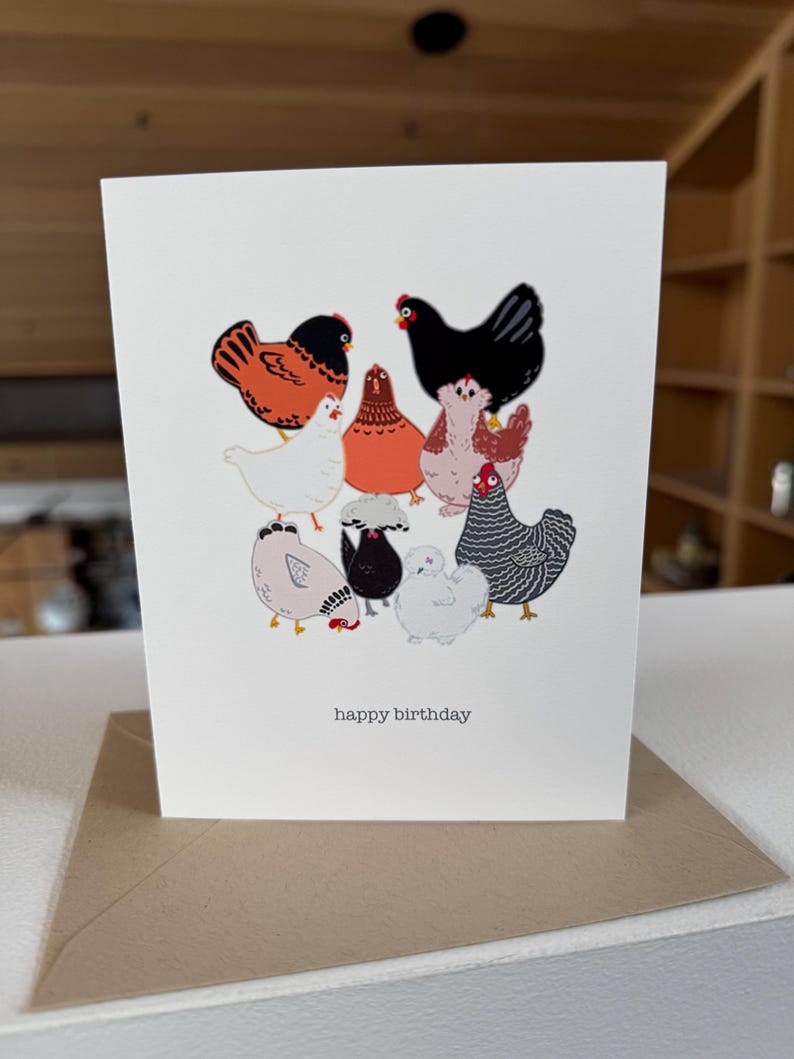 Chicken Birthday Card, Hen Greeting Card, Backyard Chicken Greeting ...