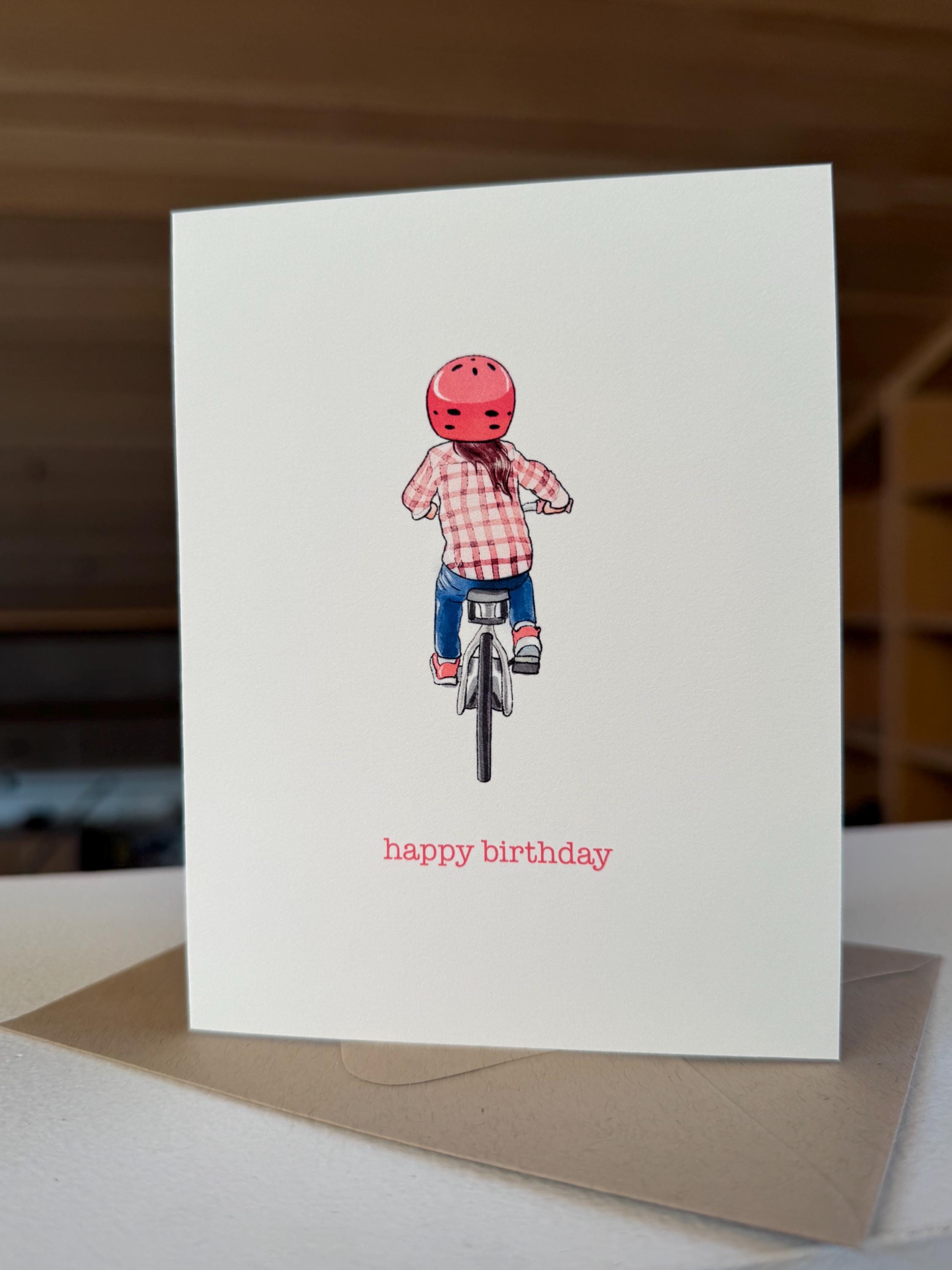 Girl Riding Bike Birthday Card, Birthday Card for Daughter ,cyclist ...