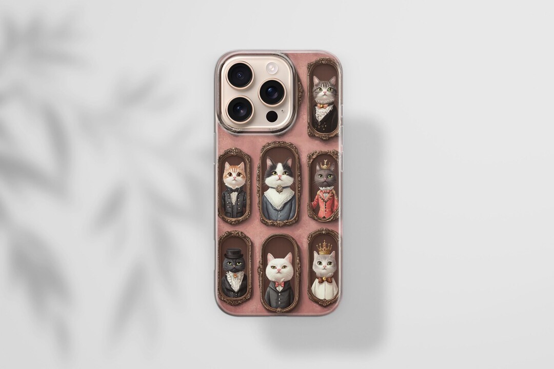 Cute Cat Phone Case Retro Cat Pet Cover for iPhone 16 Pro Max,16e,15,14 ...