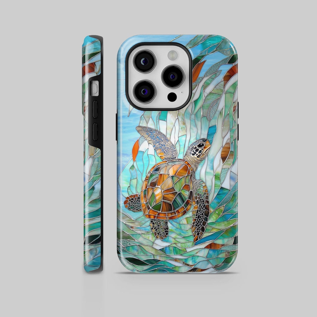 Stained Glass Sea Turtle Phone Case Water Mosaic TOUGH Cover for iPhone ...