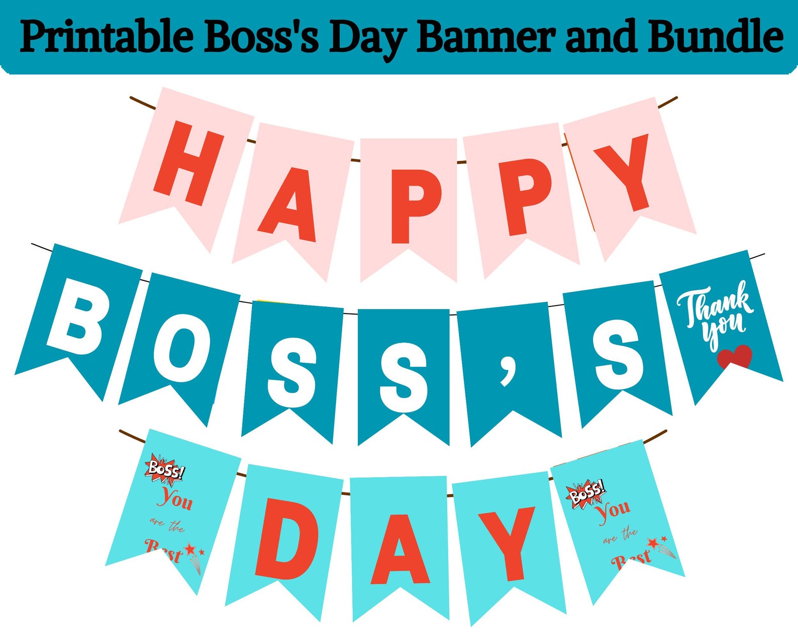 Printable Boss's Day Banner and Bundle, Boss Appreciation Day Decor ...