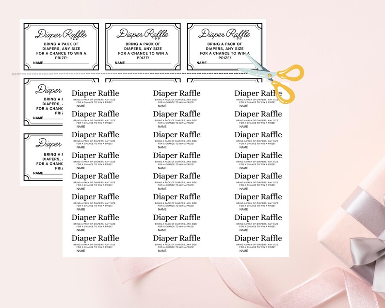 Diaper Raffle Ticket: Editable Baby Shower Game (digital Download) - Etsy