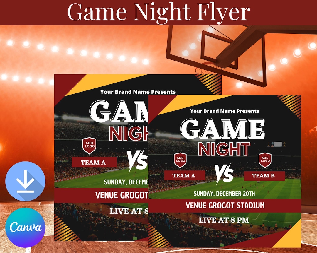 Editable Game Night Flyer Template: Canva Party Invite (digital ...