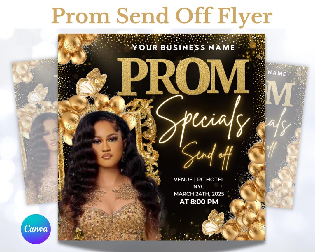 Prom Send off Flyer, Prom Send off Invite, Golden Prom Send off Flyer ...