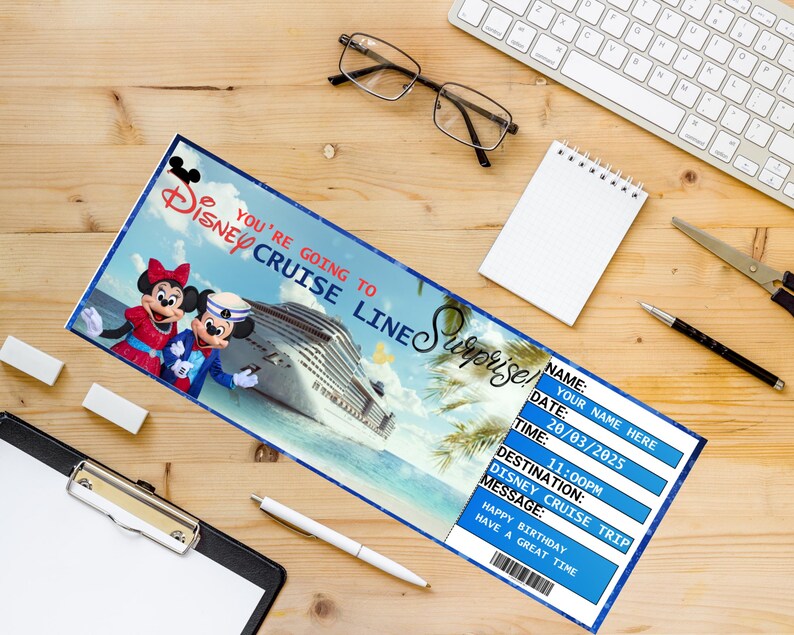 Personalized Disney Cruise Trip Gift Tickets, Mickey Cruise Ticket ...