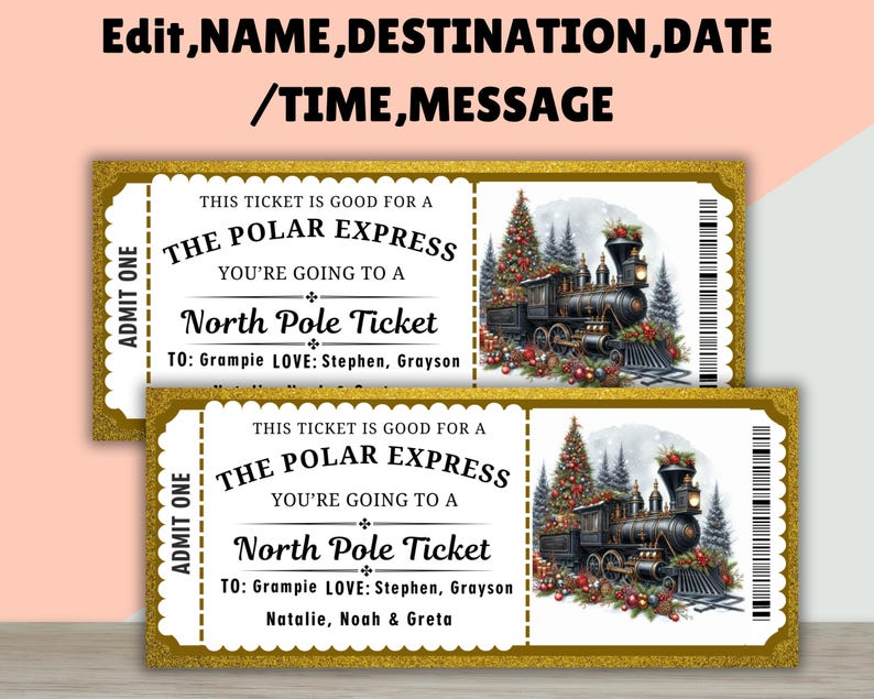 Polar Express Ticket – Christmas Ticket & Holiday Ticket Printable ...