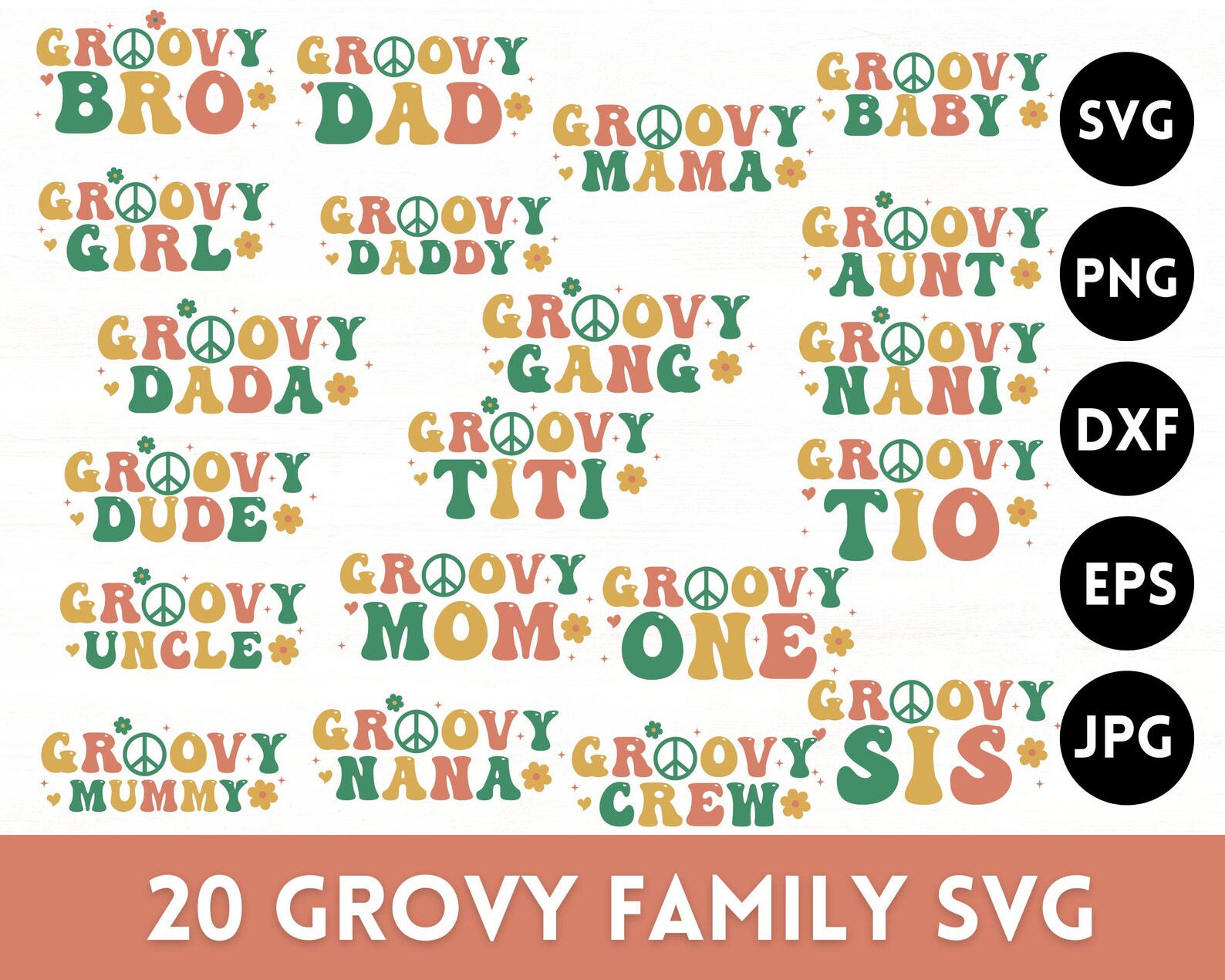 Groovy Family Svg Bundle,groovy Family Png,groovy Dad Svg, Groovy ...