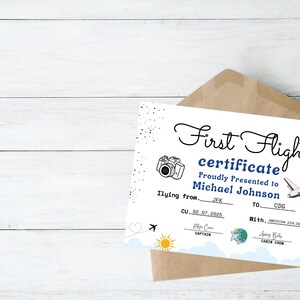 First Flight Certificate for Kids, First Vacation Gift, Digital Print ...