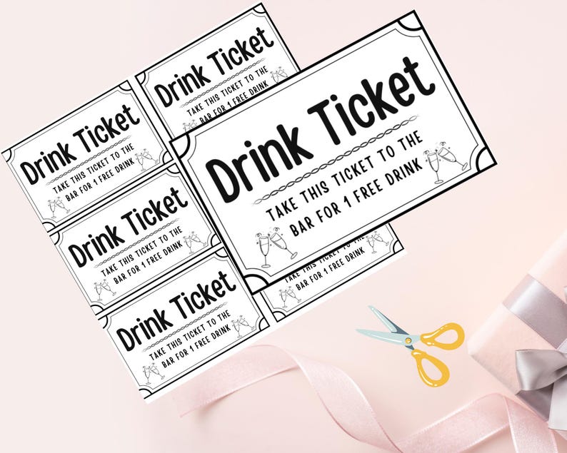 Modern Wedding Drink Ticket: Editable Canva Template (digital Download ...