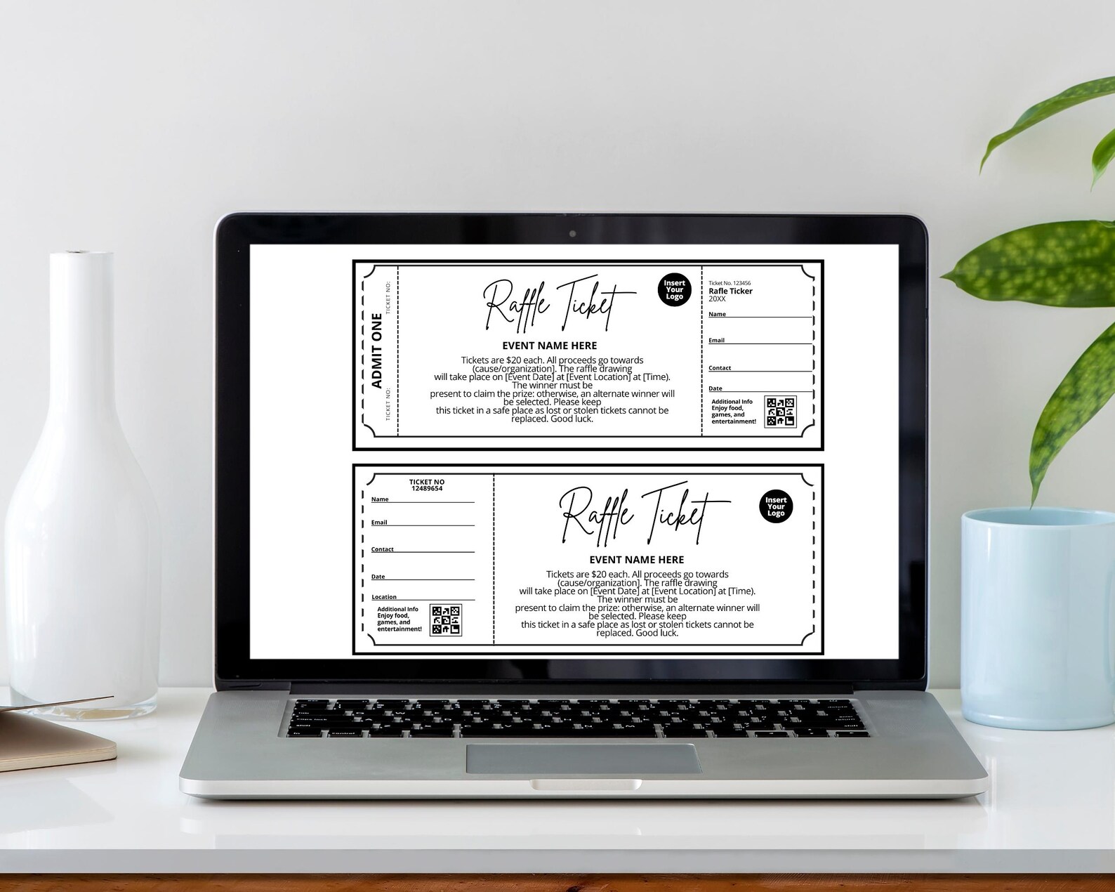 Editable Raffle Event Ticket Template, Customizable Raffle Ticket ...