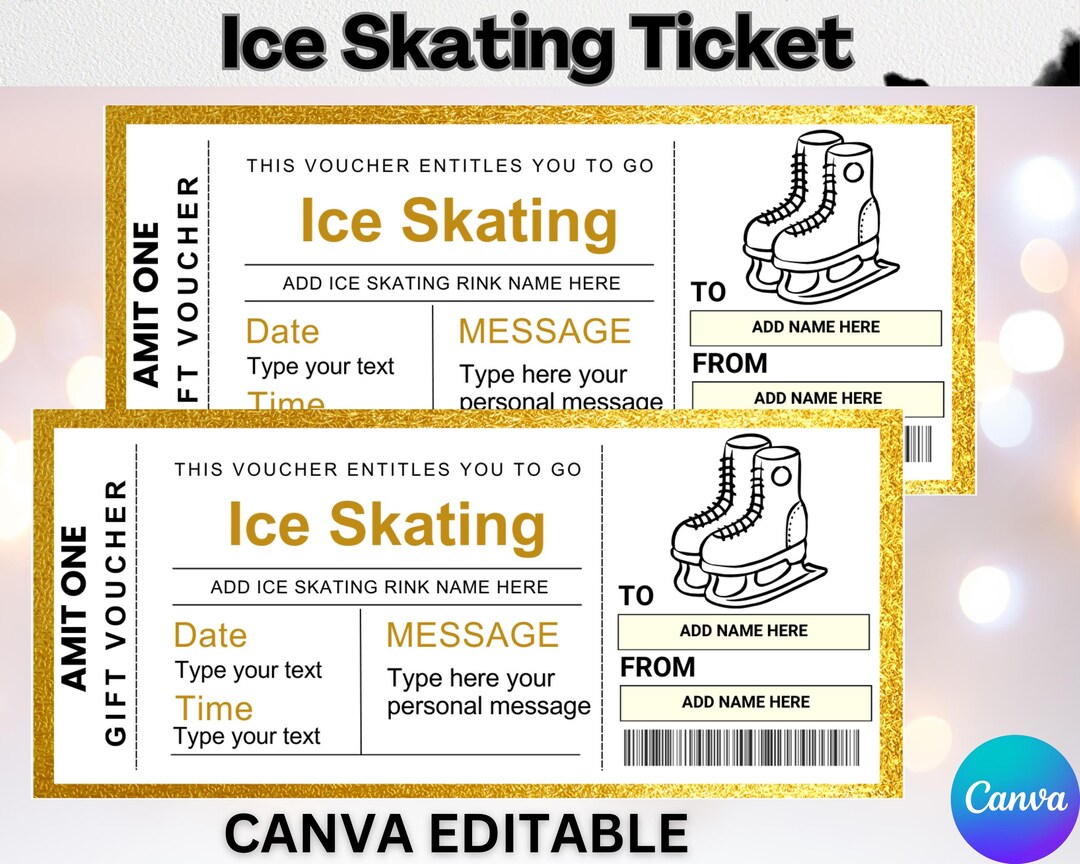 Editable Ice Skating Ticket, Ice Skating Voucher, Ice Skating Gift ...